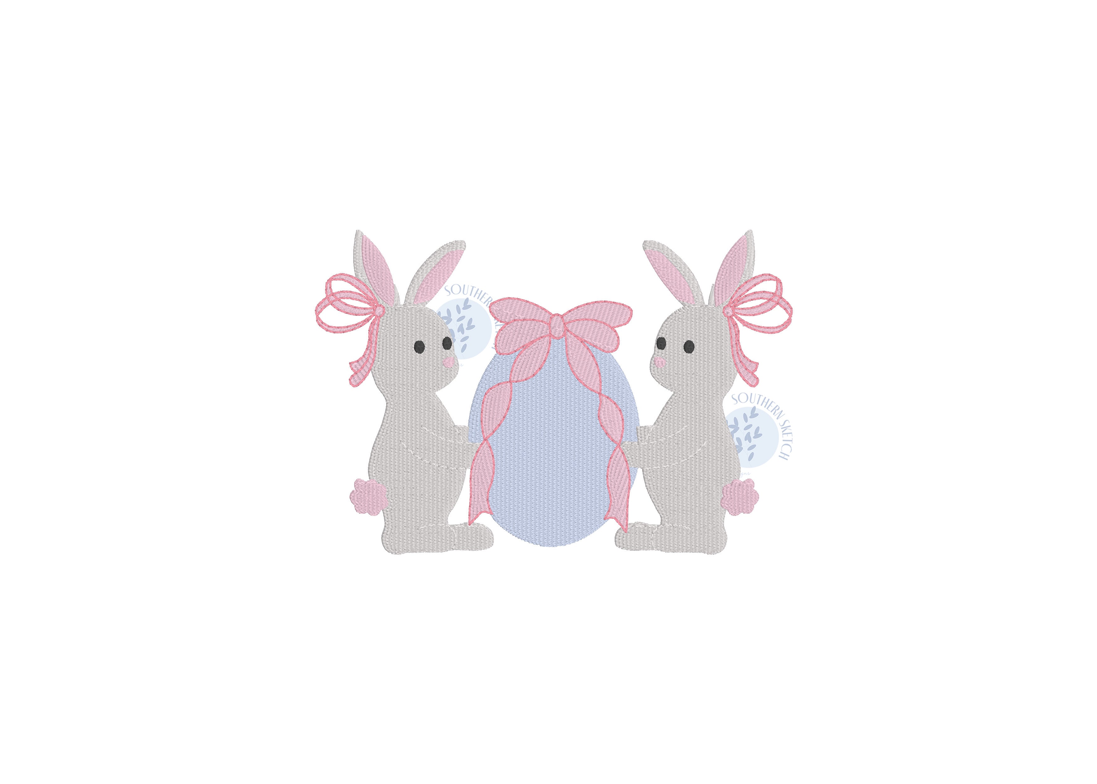 Easter Egg Bunny Bow Girl Spring Bunnies Machine Embroidery Design File ...