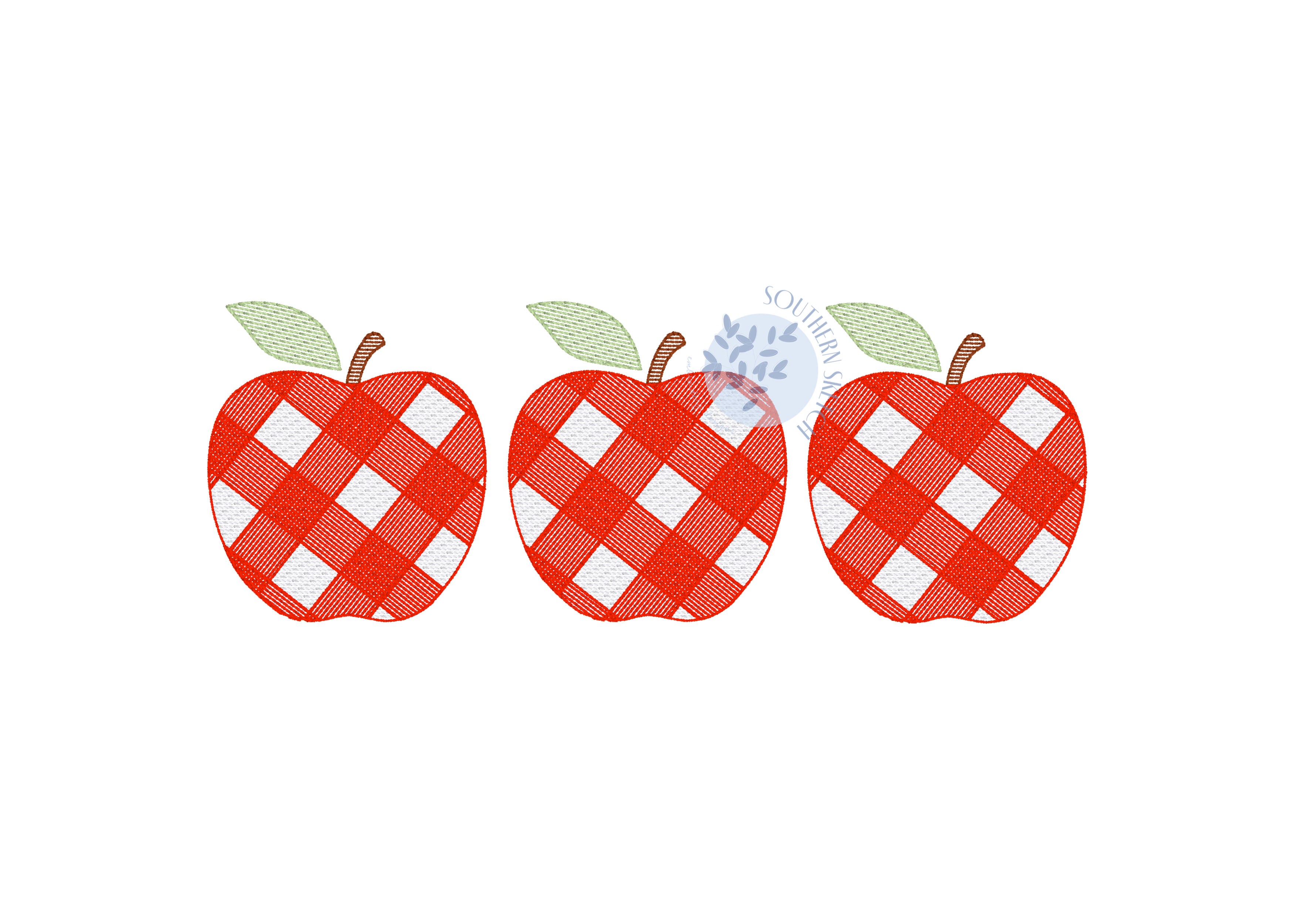 Gingham Apples Back to School Machine Embroidery Design Instant Digital ...
