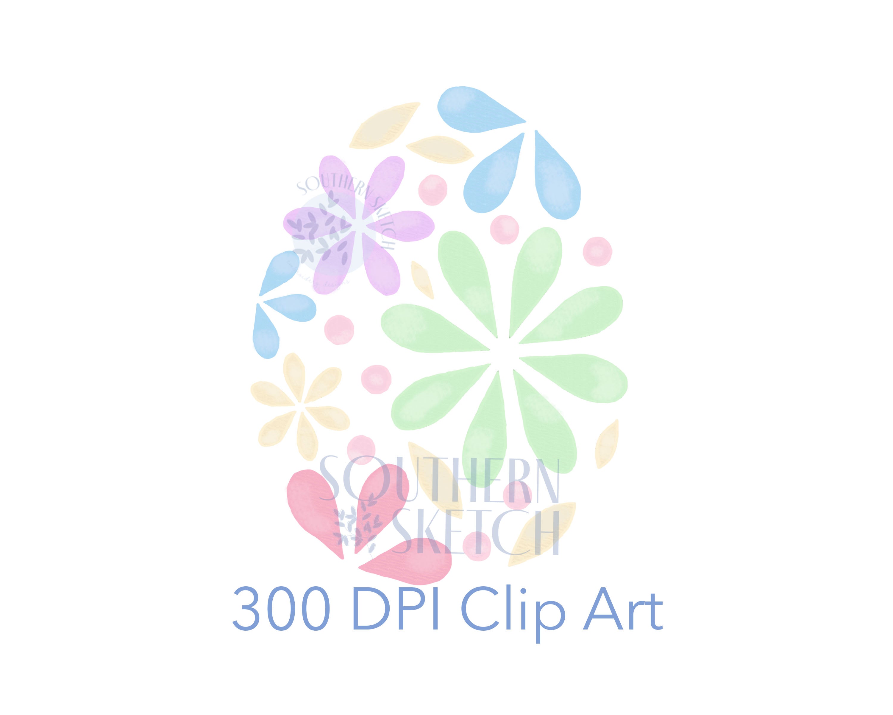 Pastel Easter Egg Watercolor .png Clip Art – Southern Sketch Designs