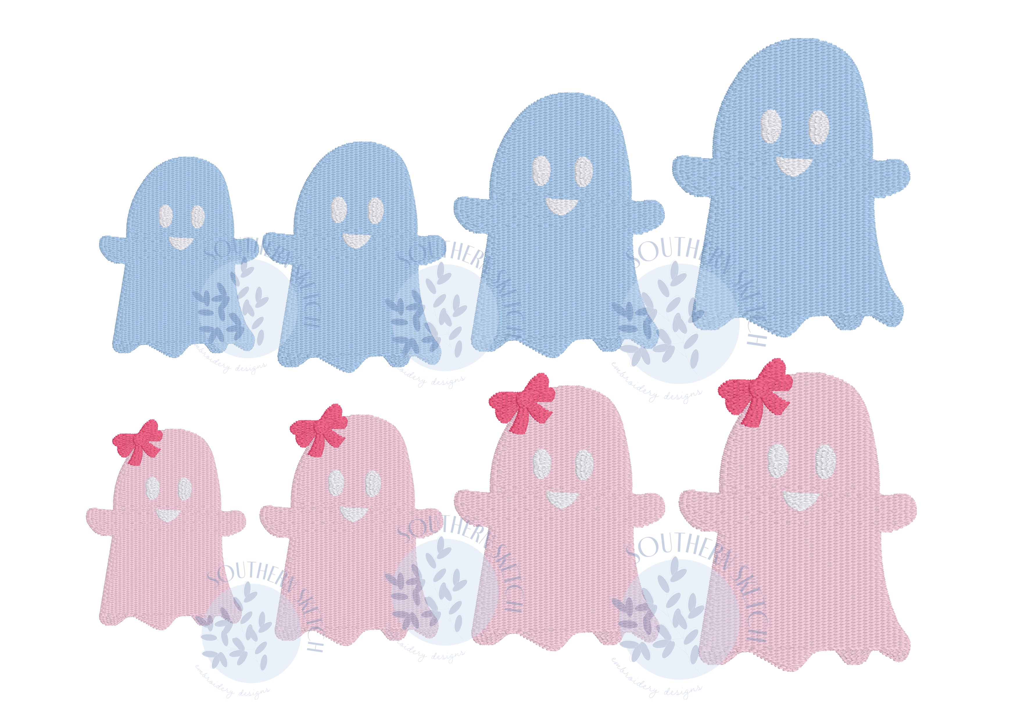 Mini Fill Stitch Halloween Friendly Ghost Girl Bow Boy Machine ...