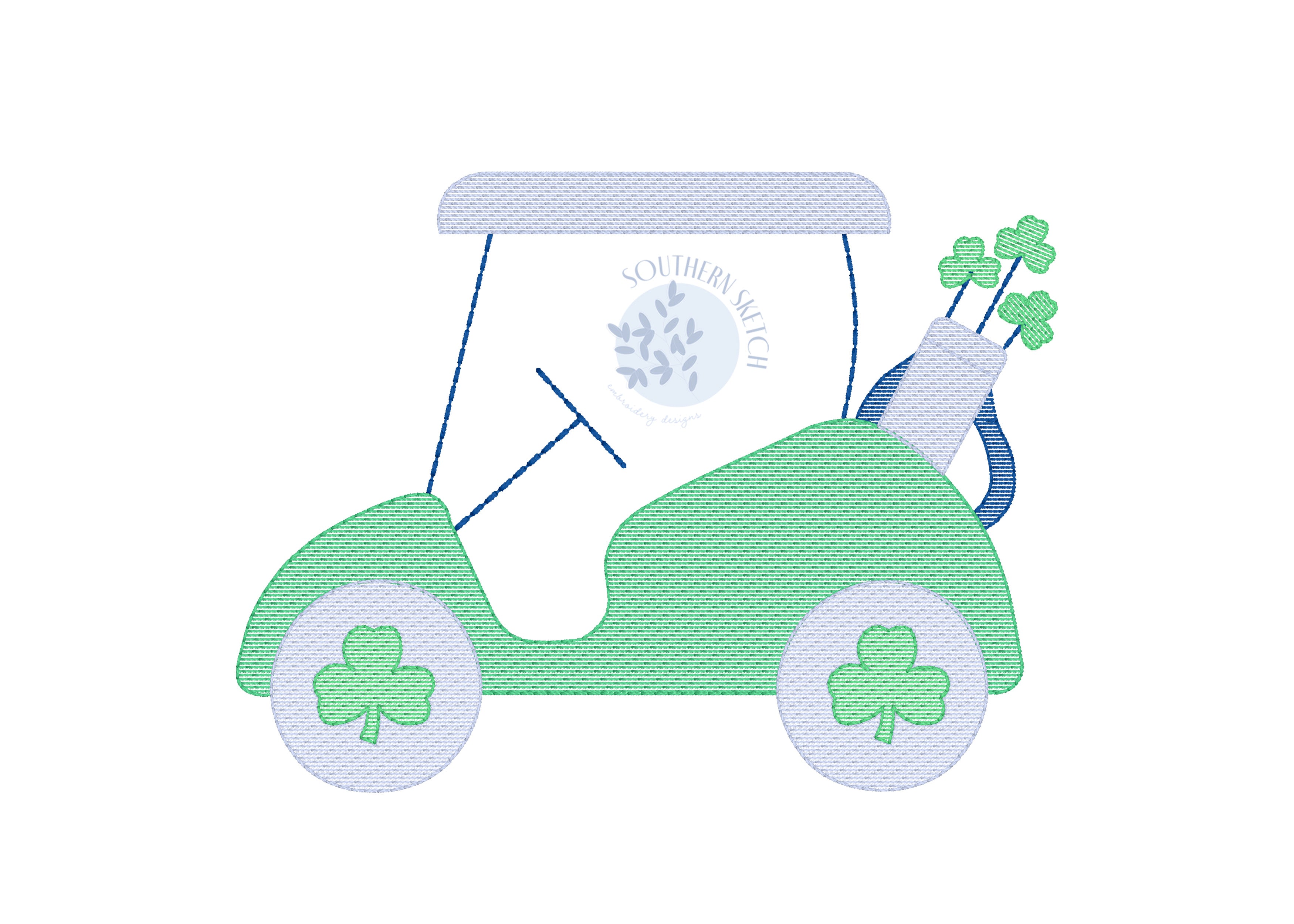St. Patrick's Day Shamrock Golf Cart Sketch Light Fill Machine ...