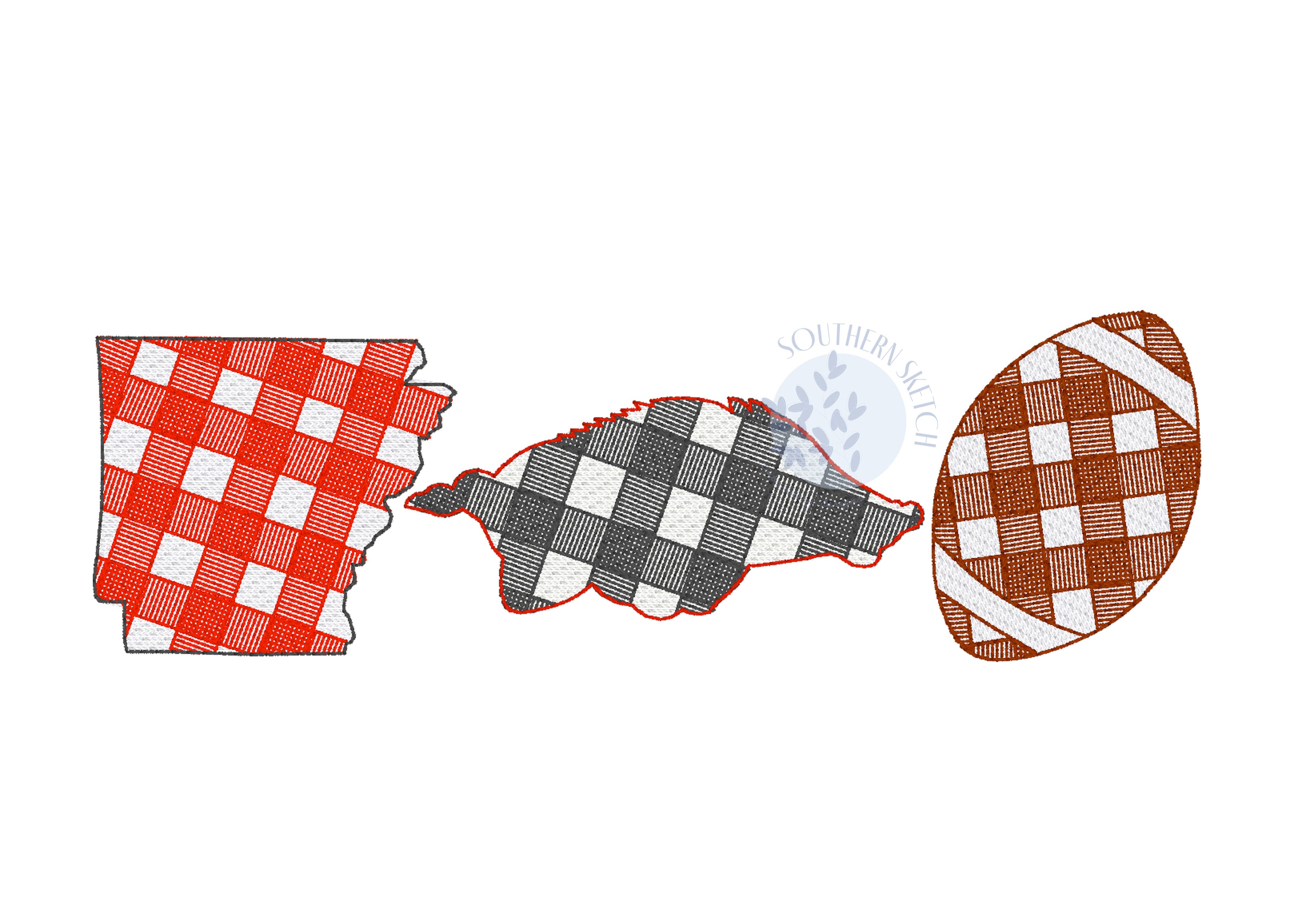 Arkansas Football Gingham Razorbacks Fall Sports College Sketch Light ...