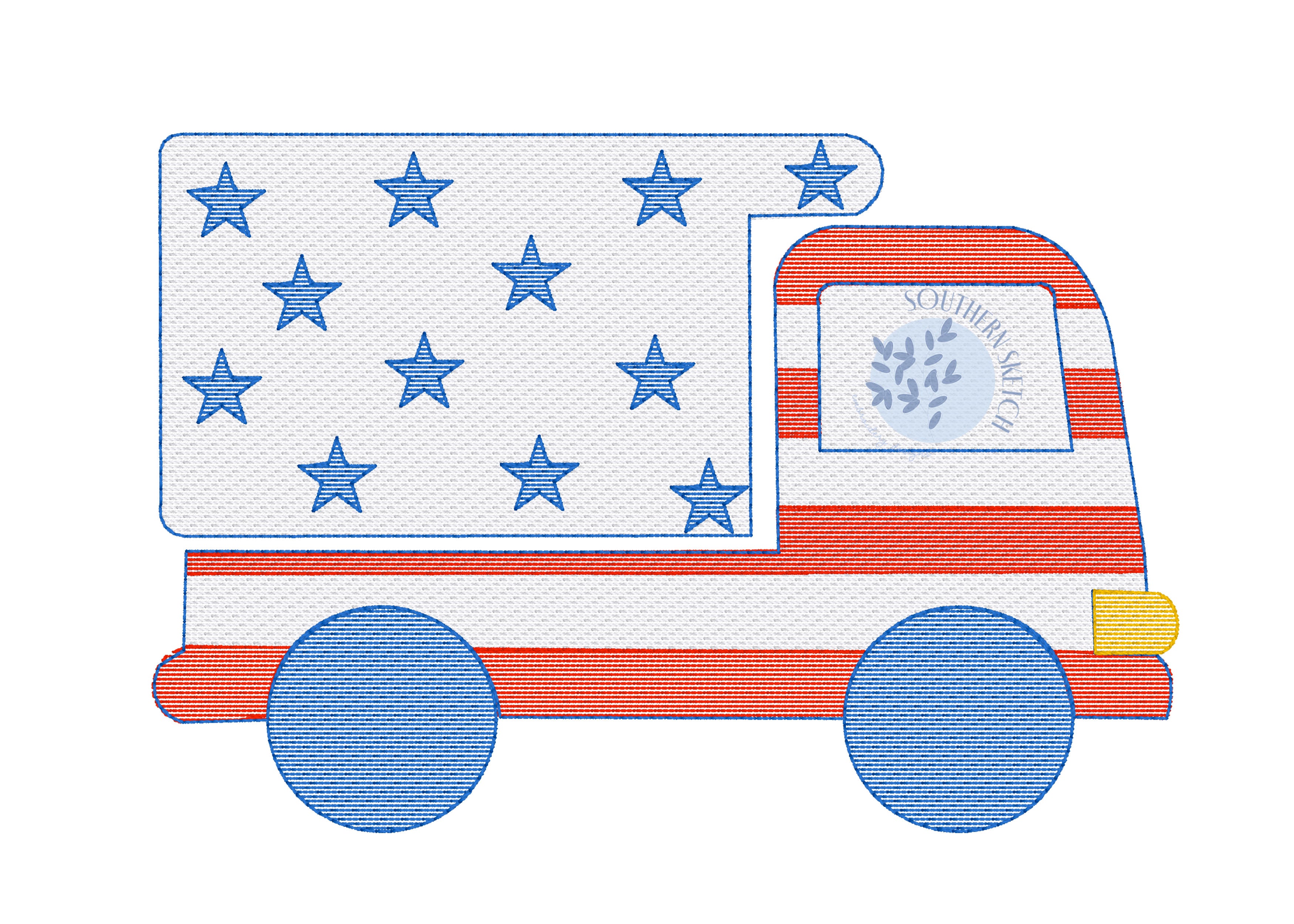 USA American Flag Dump Truck Patriotic Boy Diggers Sketch Fill Light ...