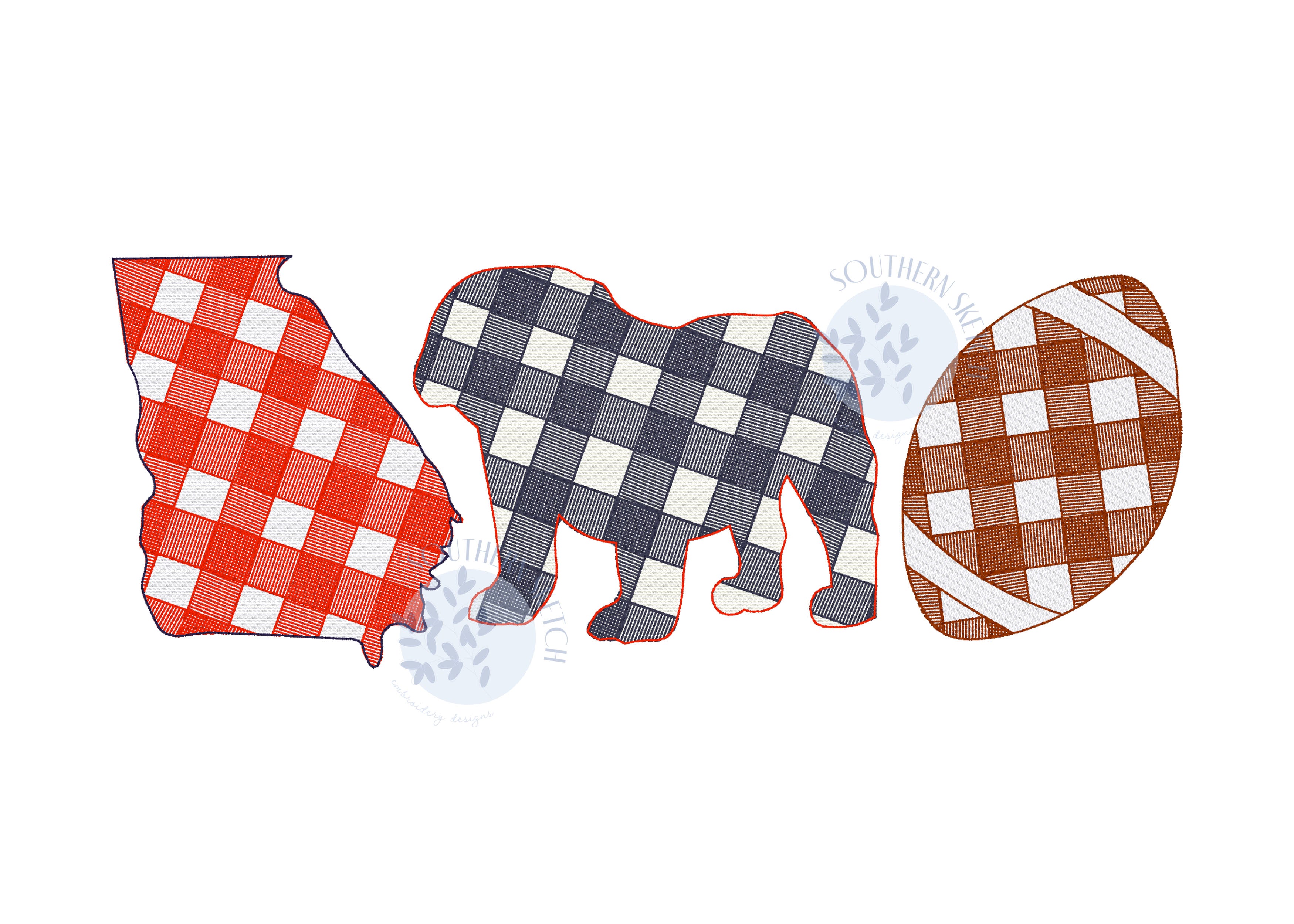 Georgia Football Gingham Bulldogs Fall Sports College Sketch Light Fill ...