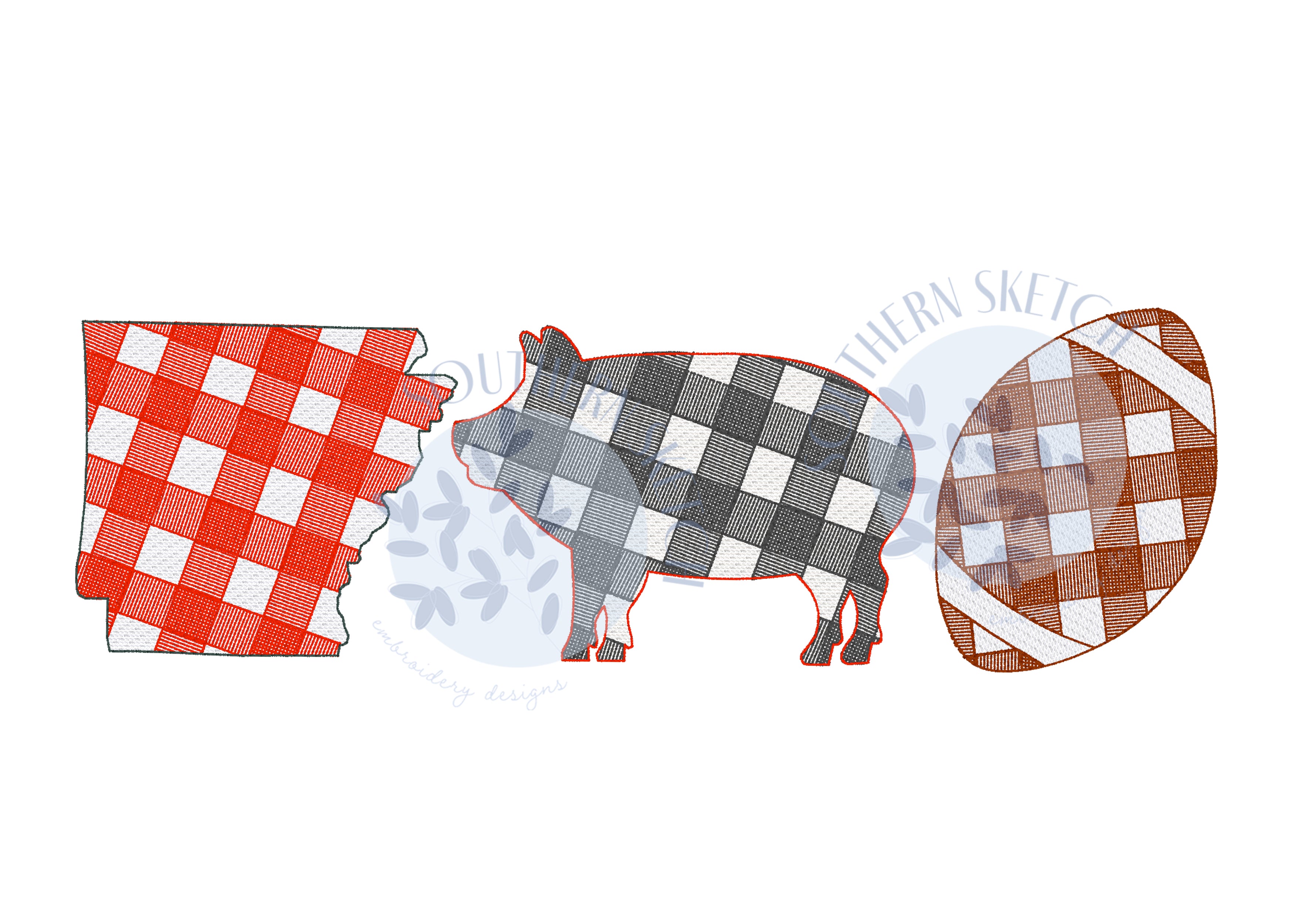 Arkansas Football Gingham Pig Fall Sports College Sketch Light Fill ...