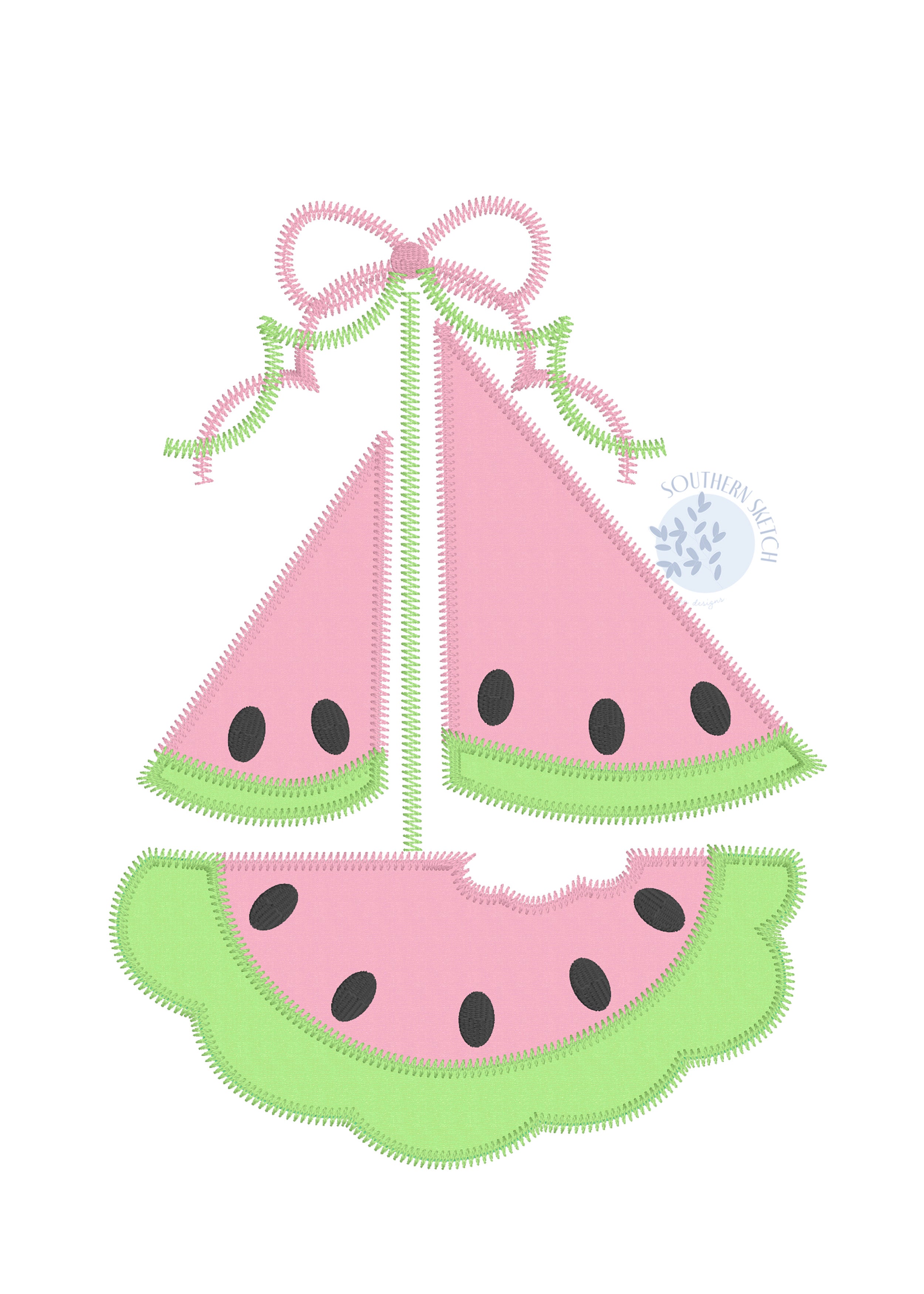 Applique Watermelon Sailboat Bow Boats Spring Summer Girl Fruit Zig Zag ...