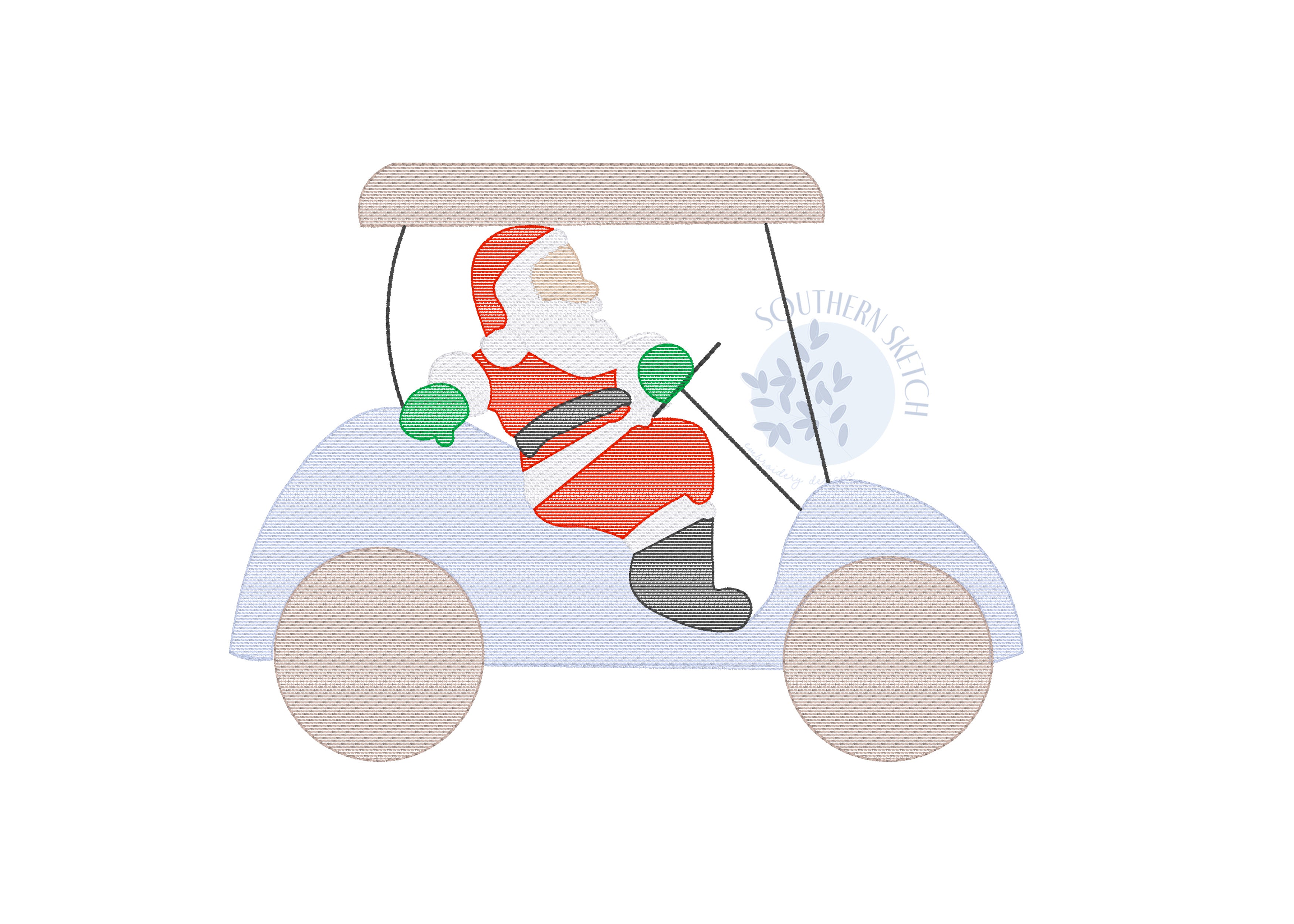 Christmas Santa Riding in a Golf Cart Sketch Light Fill Holiday Sports ...