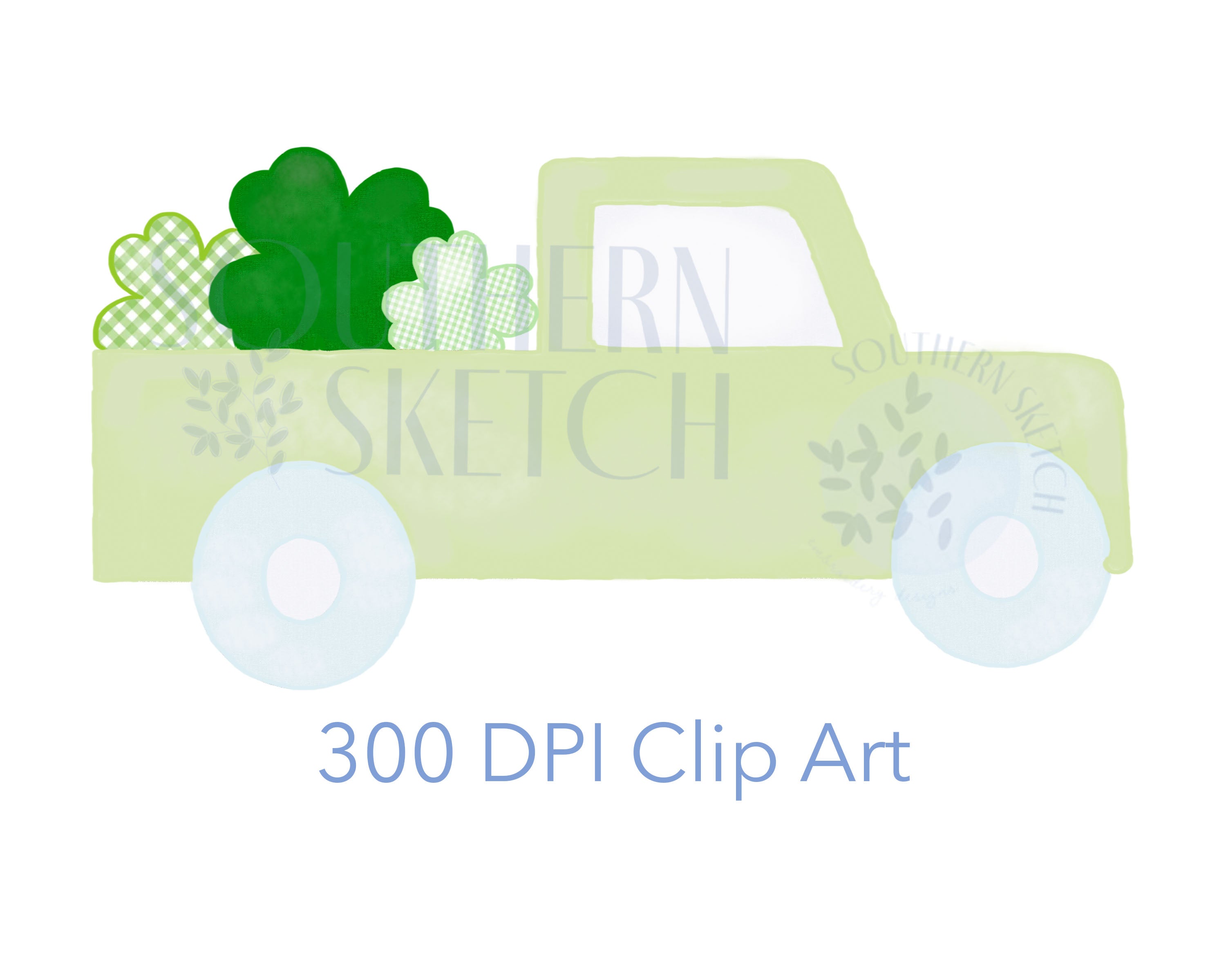 Shamrock Truck Clovers St. Patrick's Day Watercolor .png Clip Art ...