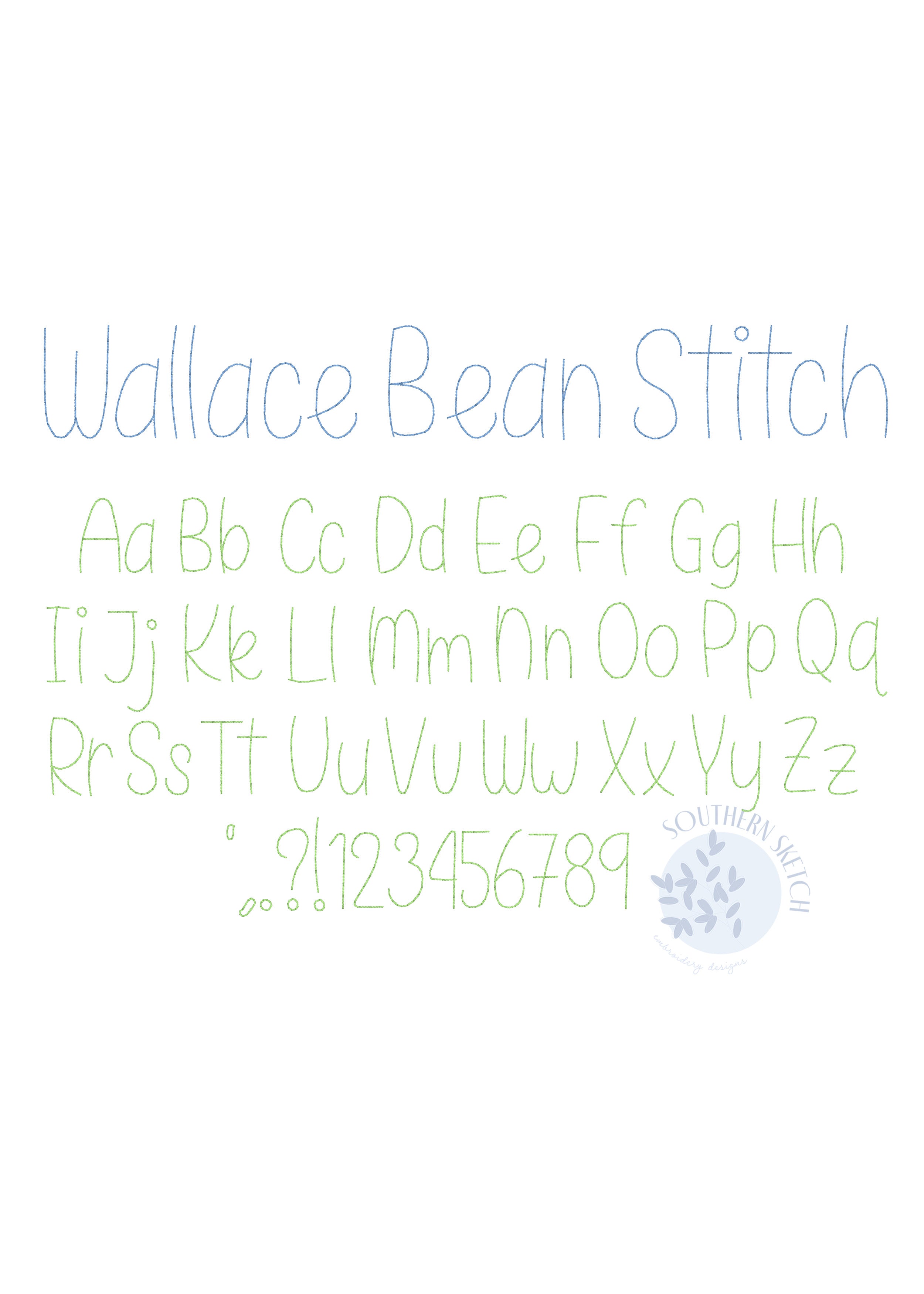Wallace Machine Embroidery Font Bean Stitch Floss Classic Handwritten ...